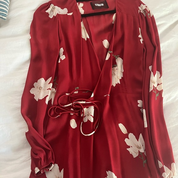 Reformation | Dresses | Reformation Red Floral Mini Dress | Poshmark